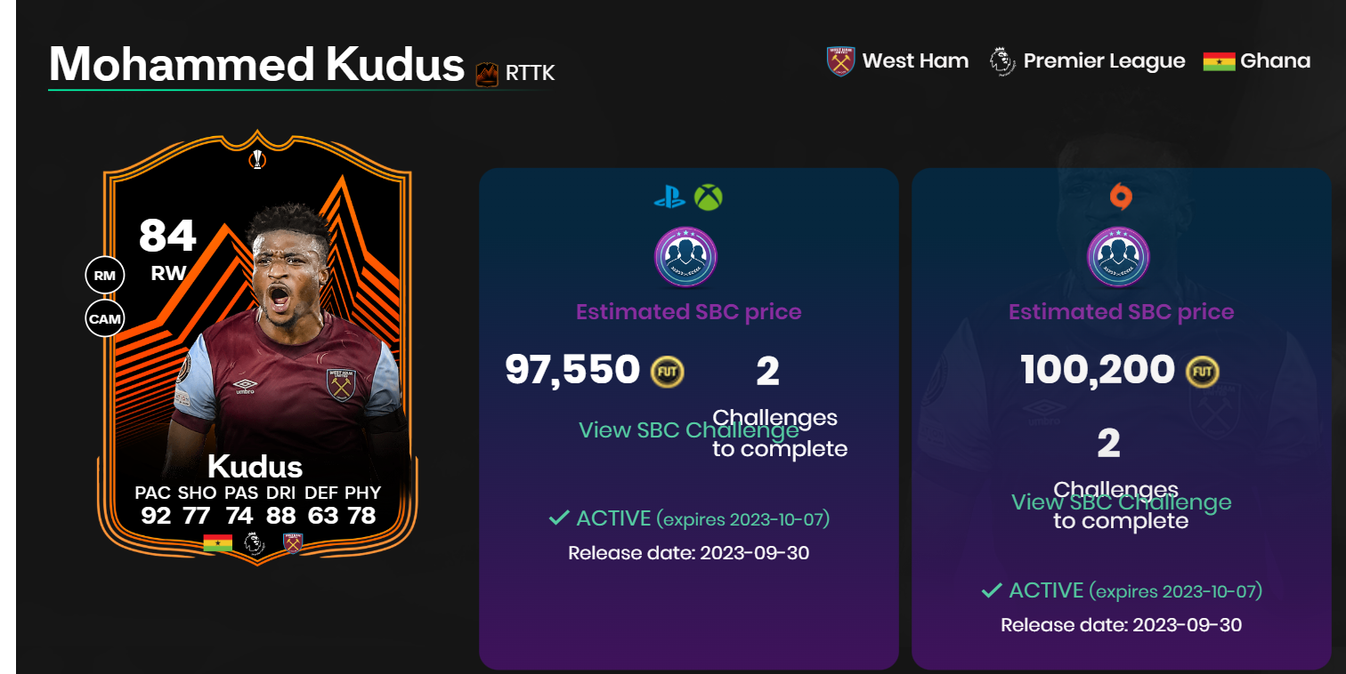 How to Complete RTTK Mohammed Kudus SBC in EA FC 24