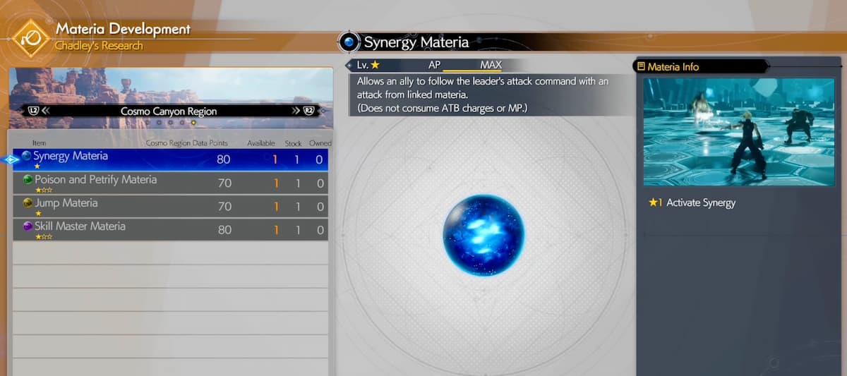 FF7 Rebirth Synergy Materia Guide