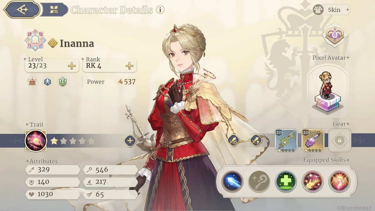 Best Inanna Build in Sword of Convallaria (Best Skills & Gear)