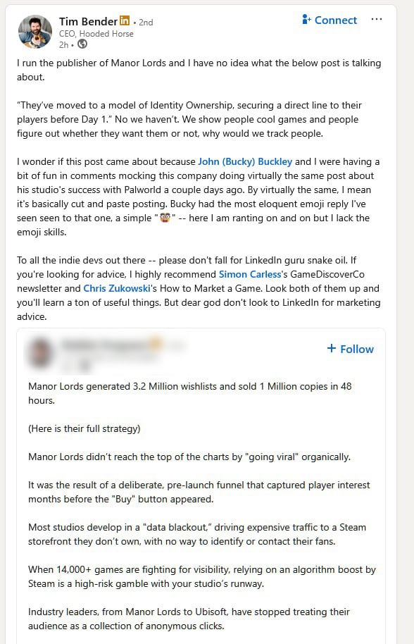 Hooded Horse CEO Slams LinkedIn Gurus as “Snake Oil” - The Escapist