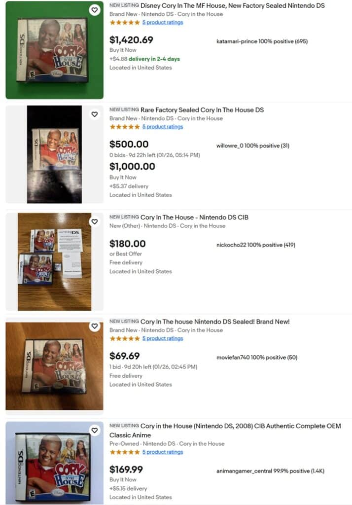 Life-changing Cory in the House for Nintendo DS is selling for ...
